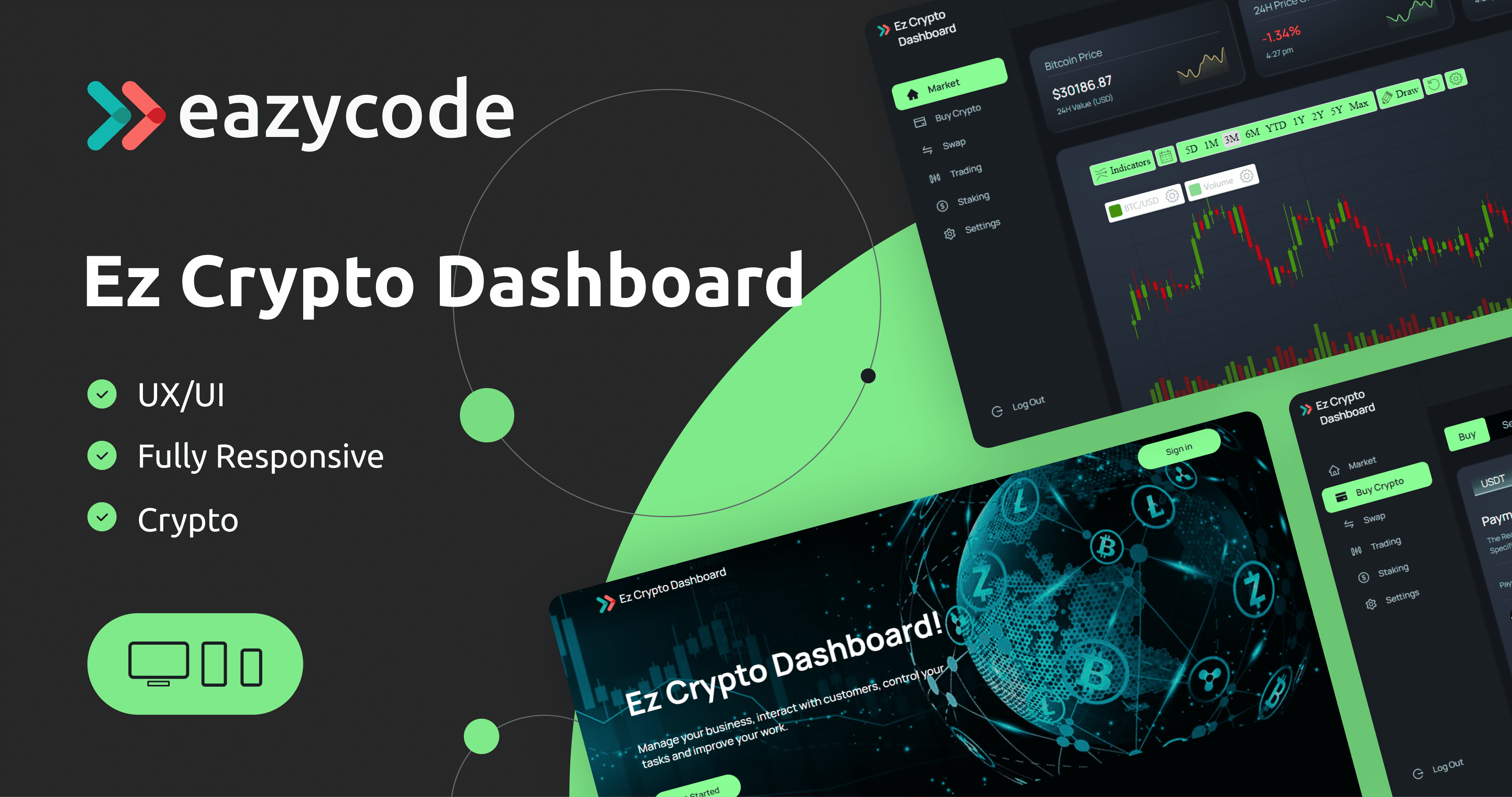 Ez Crypto Dashboard template - NoCode Bubble.io Template by EazyCode - NoCode Agency